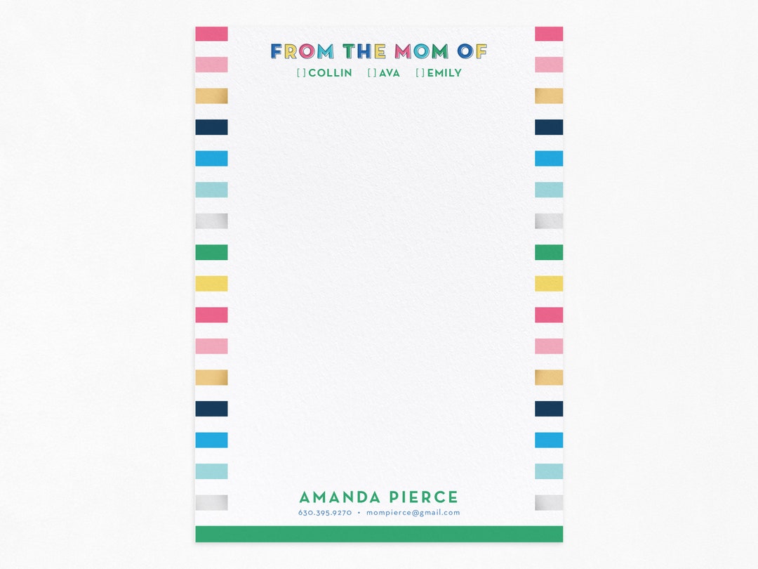 From the Mom Of, Mom Notepad, Personalized Mom Notepad, School Notepad ...