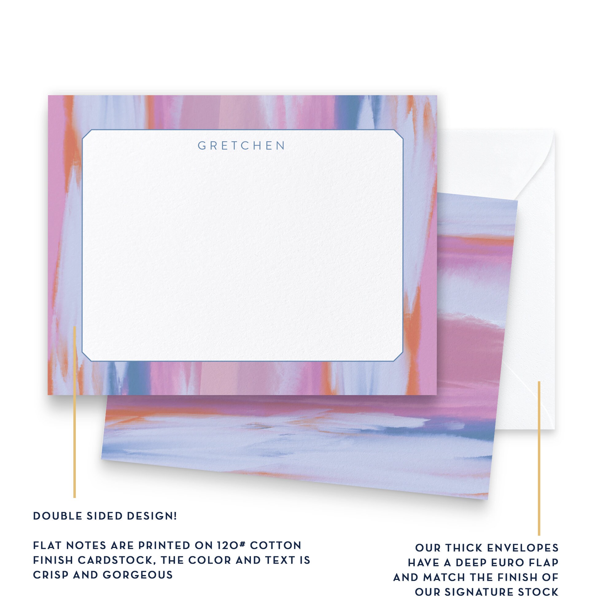 Note Cards & Envelope Set Personalized Stationery Cards Flat - Etsy