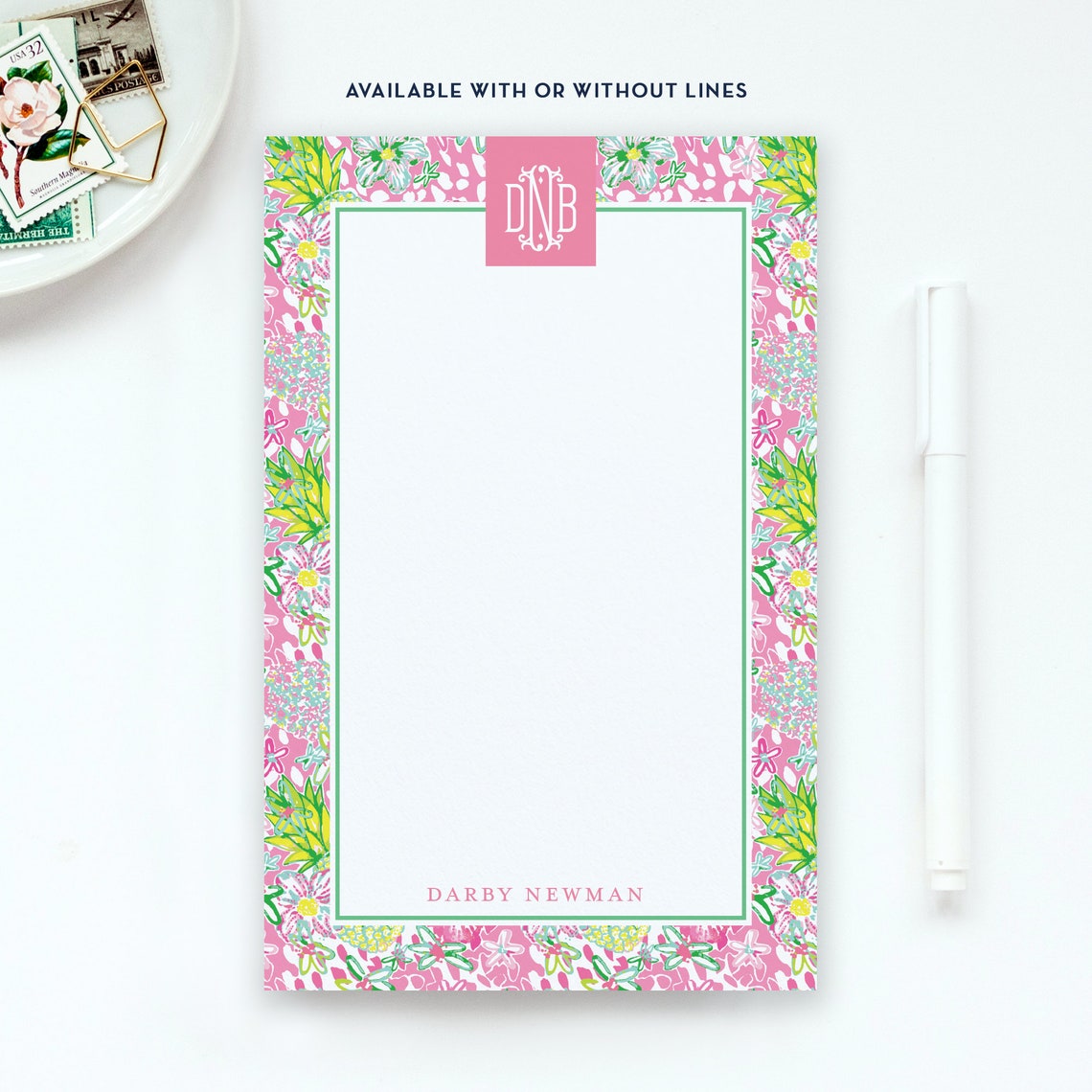 Personalized Notepad Preppy Notepad Monogram Notepad - Etsy