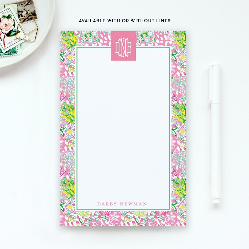 Personalized Notepad, Preppy Notepad, Monogram Notepad, Personalized ...