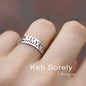 Personalized Roman Numerals Band Unisex Ring Wedding Band - Etsy