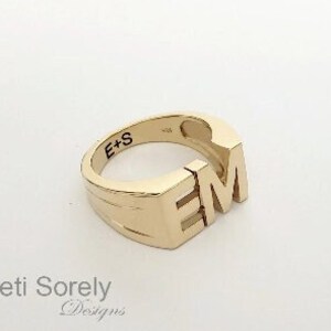 Unisex Initial Ring Inside Engraving in Sterling Silver or Solid Gold ...