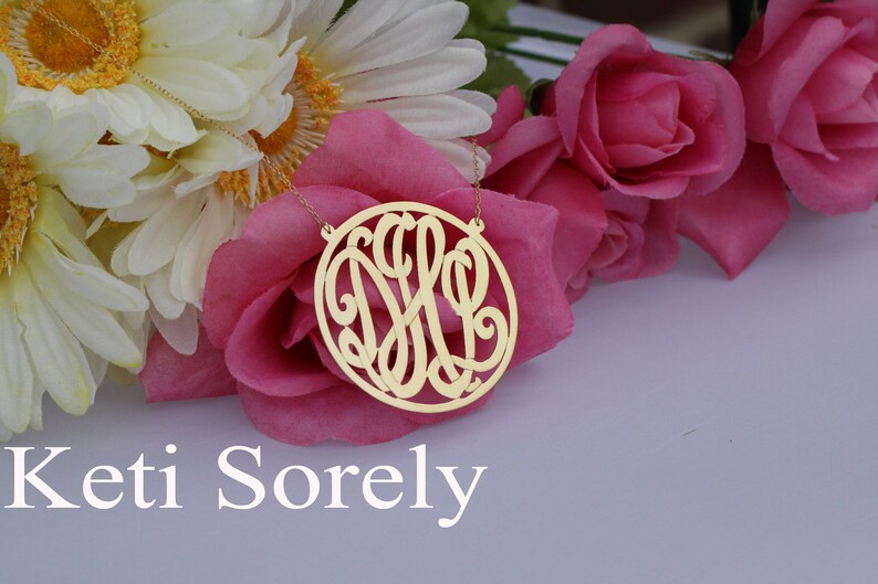 10K Solid Gold Monogram Initials Necklace Small to Large - Etsy