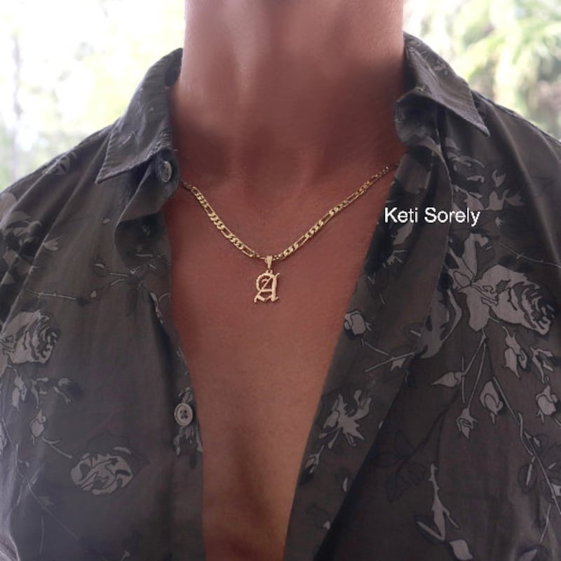 Gold Letters for Men Necklace - Etsy