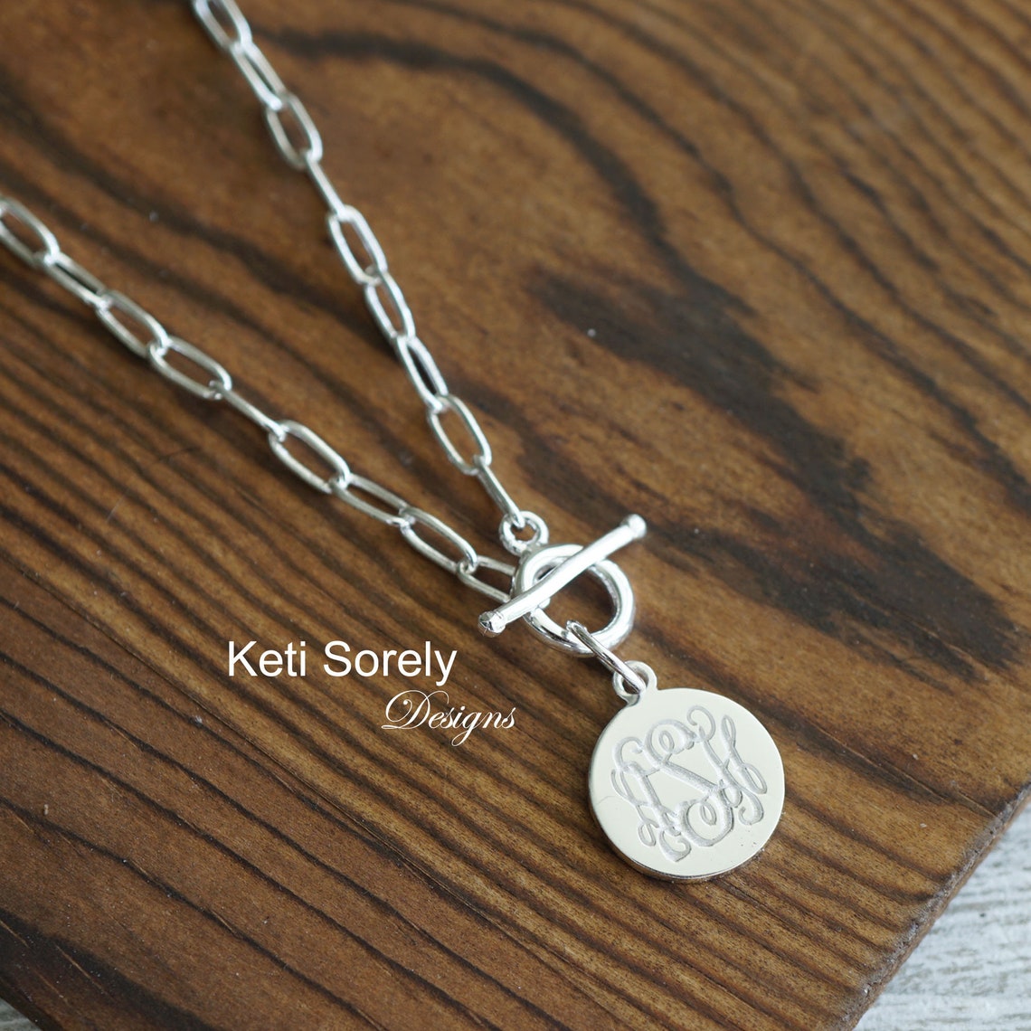 Personalized Monogram Initials Necklace With Toggle Clasp - Etsy