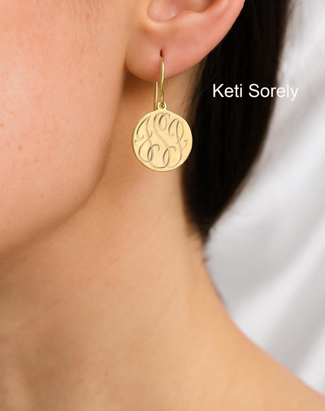 10K, 14K, 18K Gold or Sterling Silver Custom Engraved Monogram Earrings ...