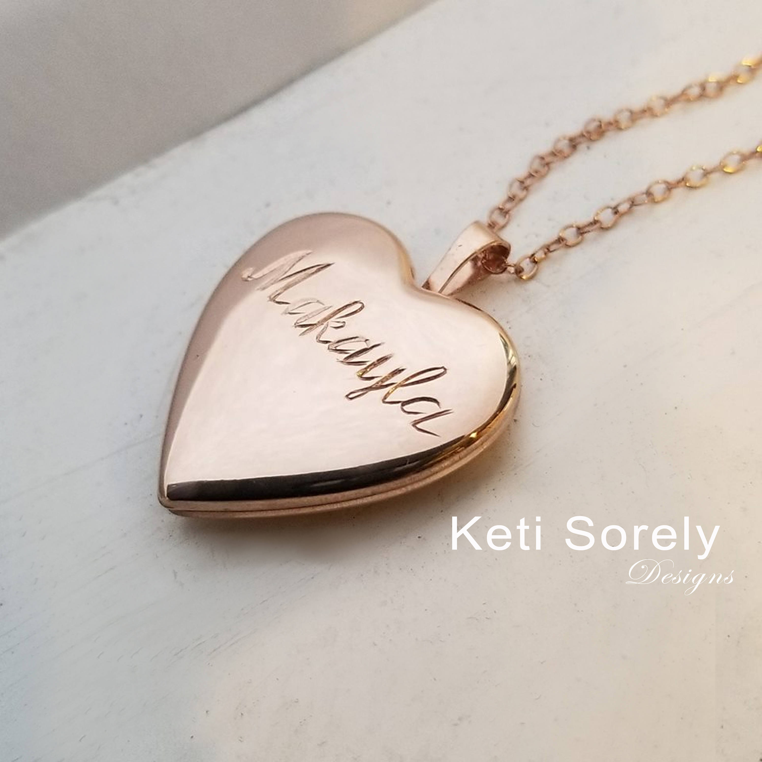 Custom Engraved Heart Locket With Name Initials or Date - Etsy