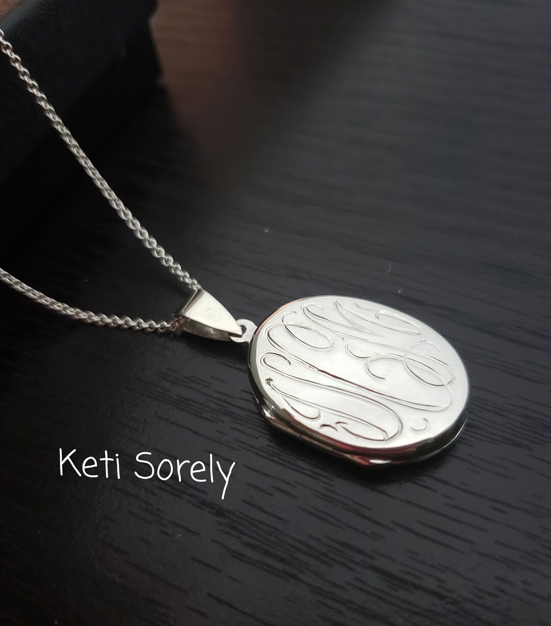 Oval Monogram Locket With Hand Engraved Initials - Swirly Initials ...