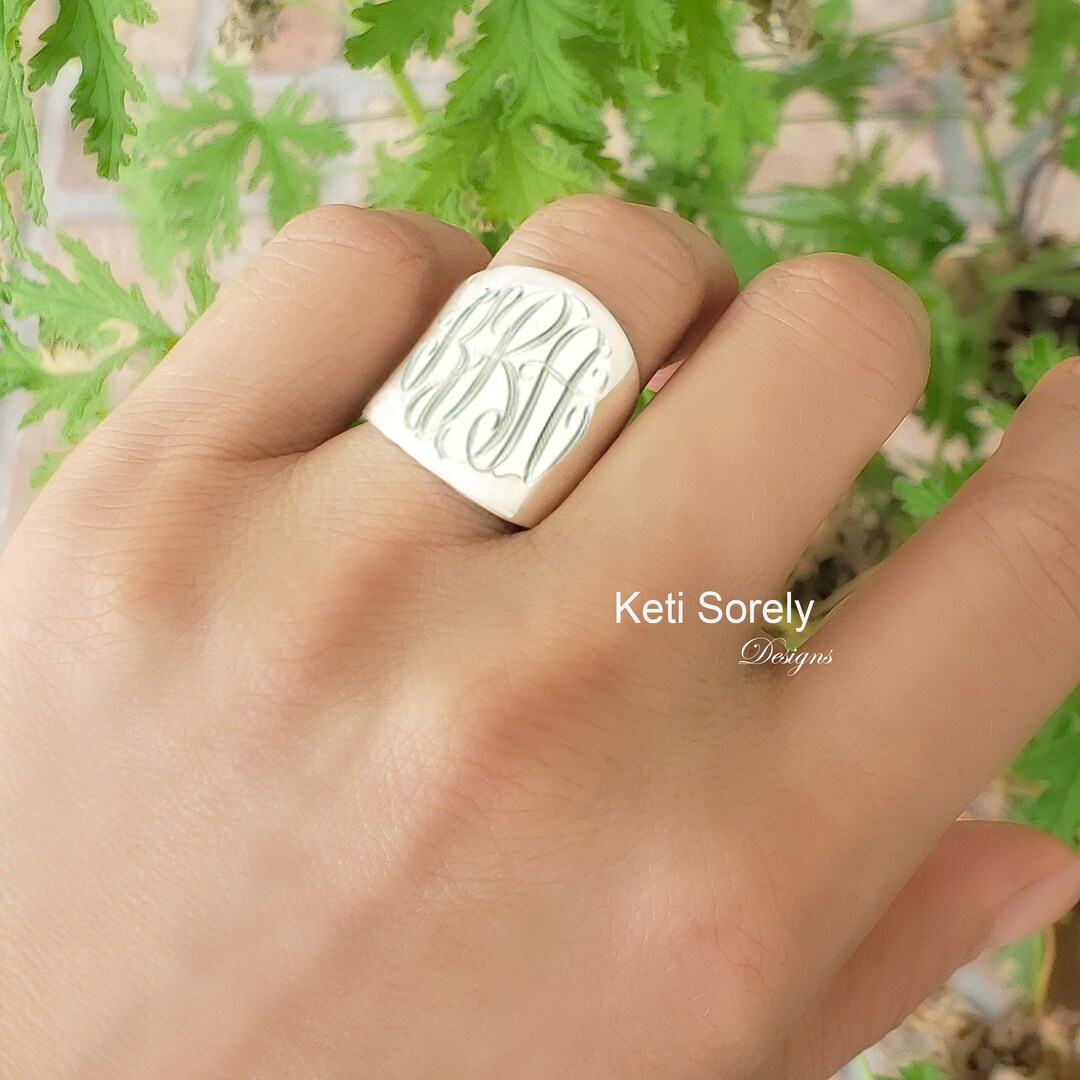 Personalized Cigar Ring With Monogrammed Initials - Engraved Large Ring ...