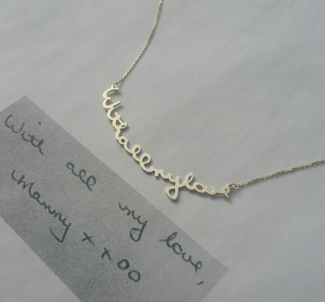 Handwritten Message Necklace in Sterling Silver, Inspirational Message ...