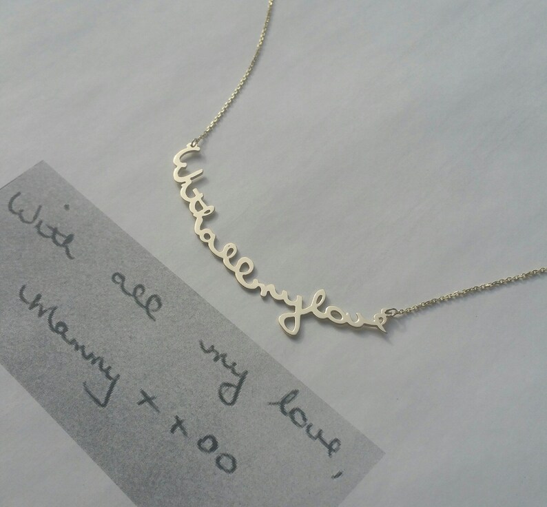 Handwritten Message Necklace in Sterling Silver, Inspirational Message ...
