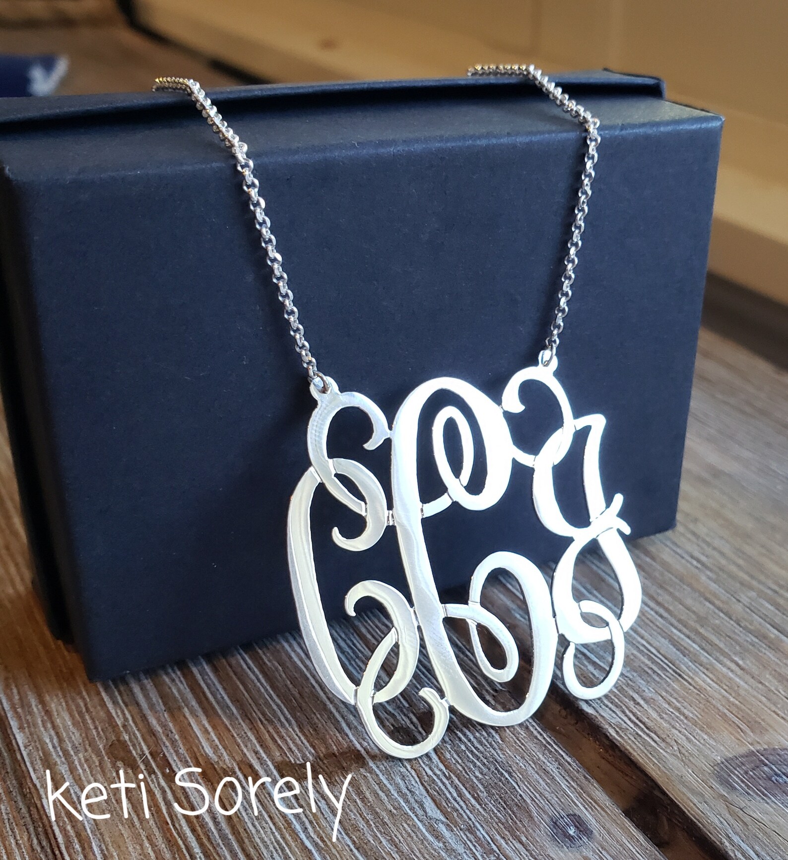 Monogrammed Initials Necklace, Personalized Swirly Letters, Small to ...