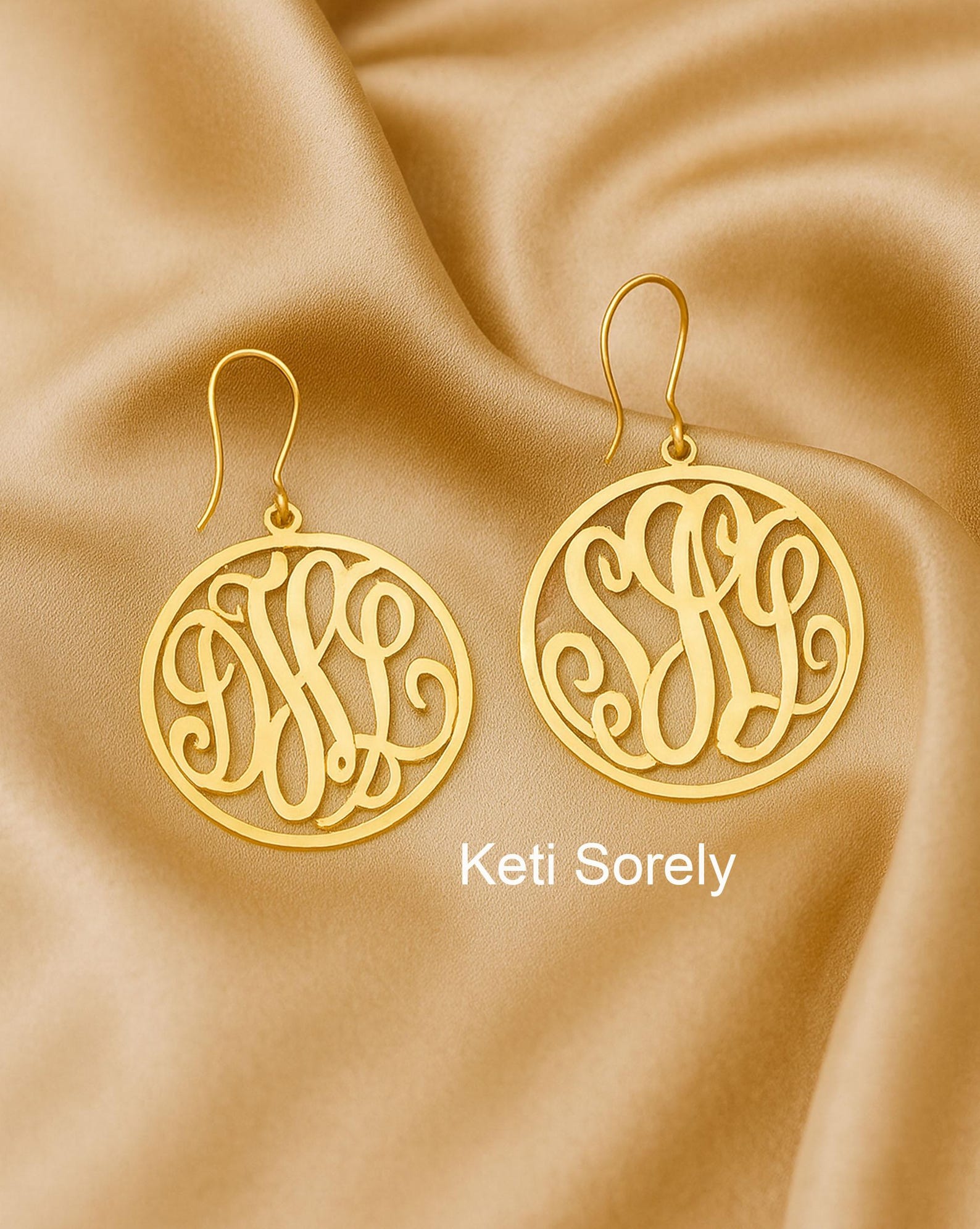 Handmade Monogrammed Initials Earrings With Frame & Ear Wire, Custom ...