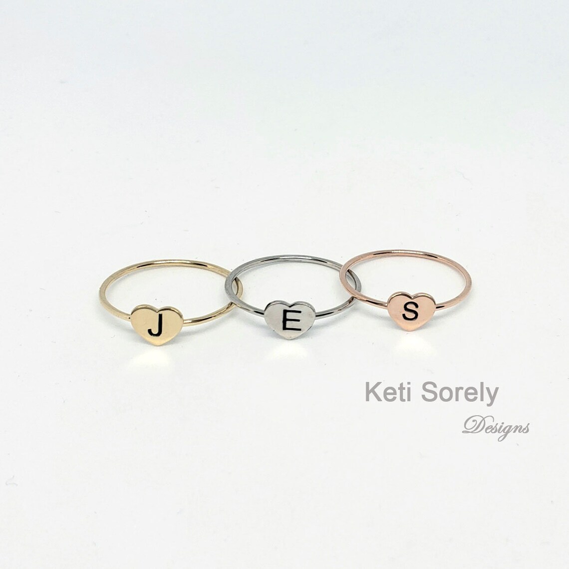 Initials Stacking Rings Set Engraved Initials Ring Set in - Etsy