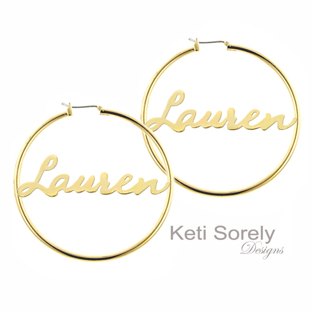 Personalized Name Hoop Earrings (order Any Name) - Large Hoops in ...