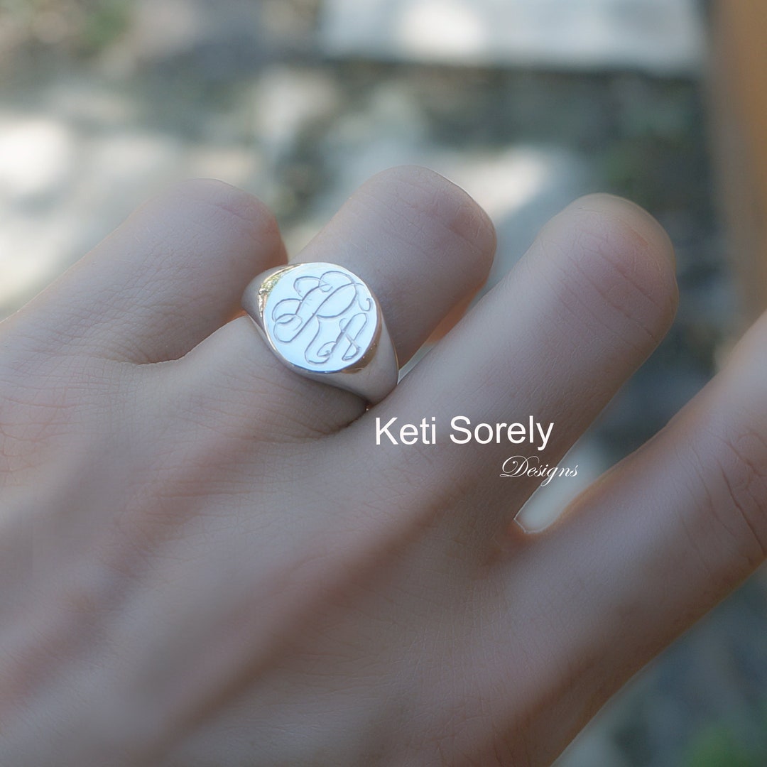 Custom Signet Ring, Engrave Your Initials Ring in Sterling Silver ...