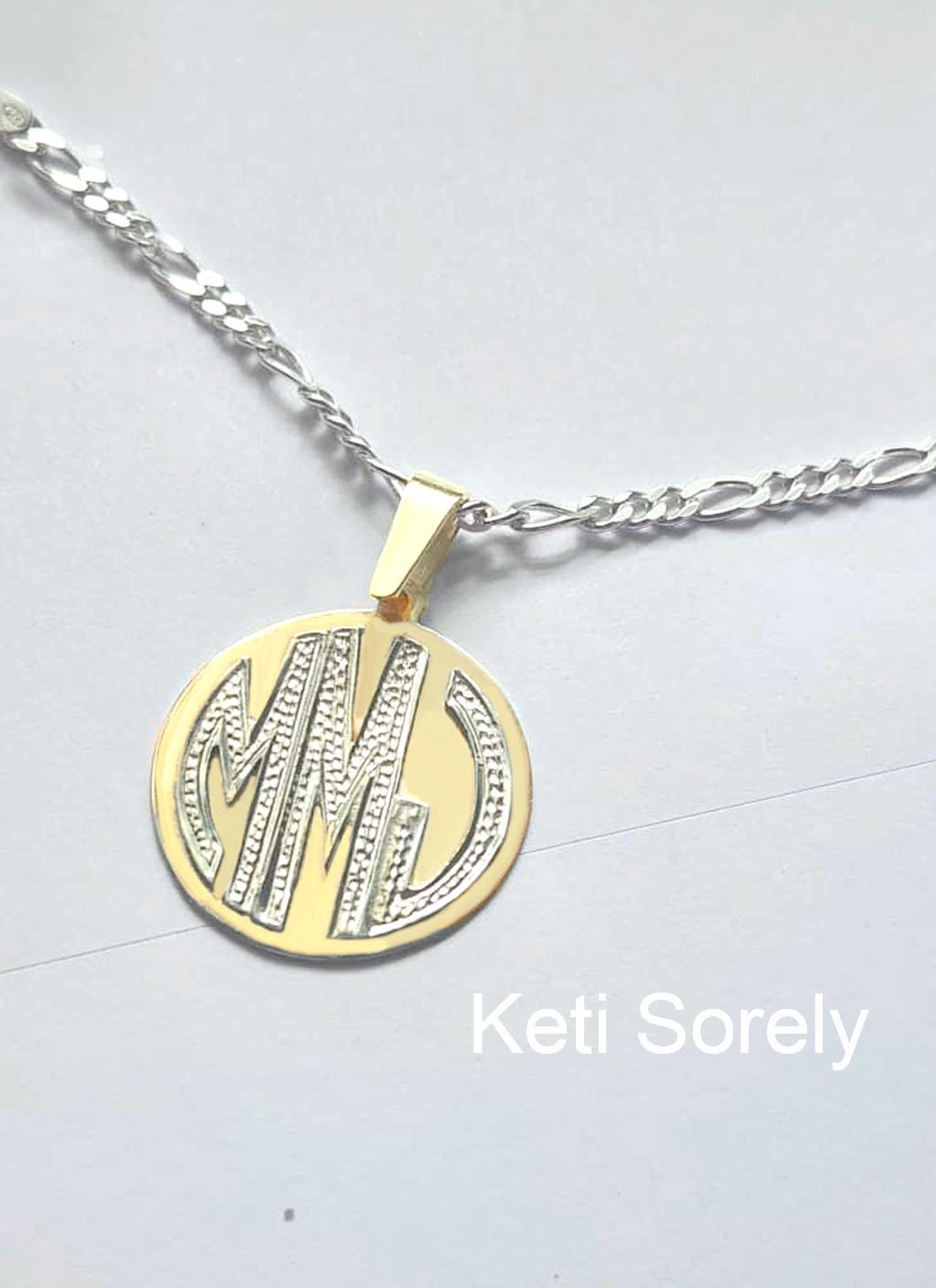 3D Monogram Pendant With Diamond Beading for Man or Woman in Sterling ...