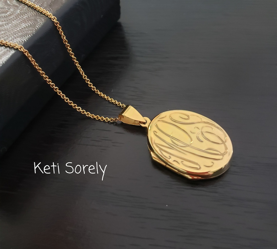 Custom Engraved Oval Monogram Locket, Small to Large Sizes, Engrave ...