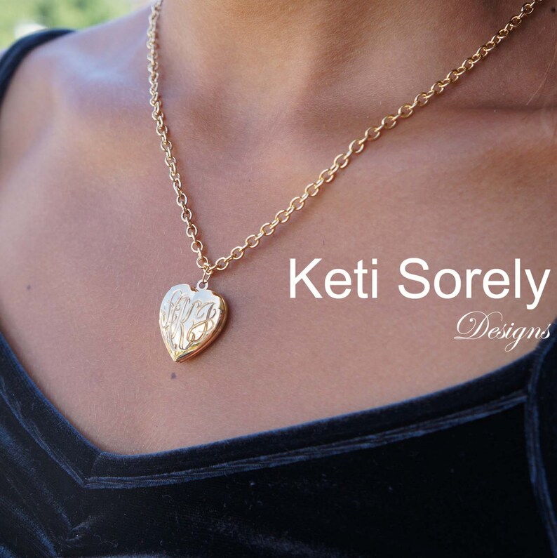 Hand Engraved Heart Locket Necklace With Monogrammed Initials - Etsy