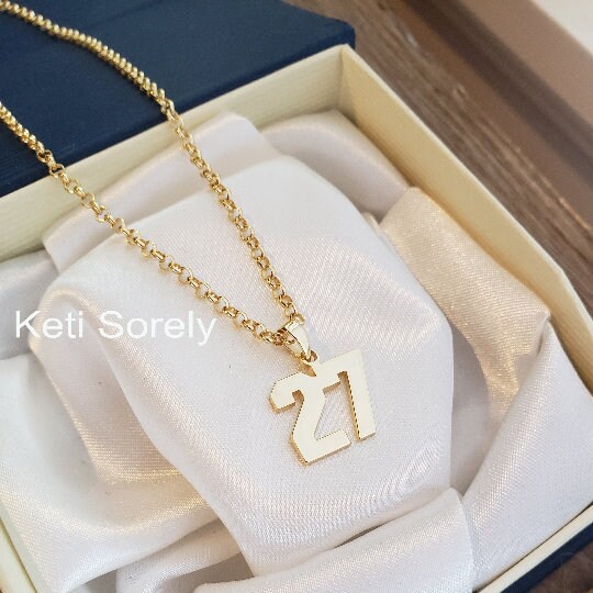 Personalized Number Necklace With Large Chain in Sterling Silver or ...