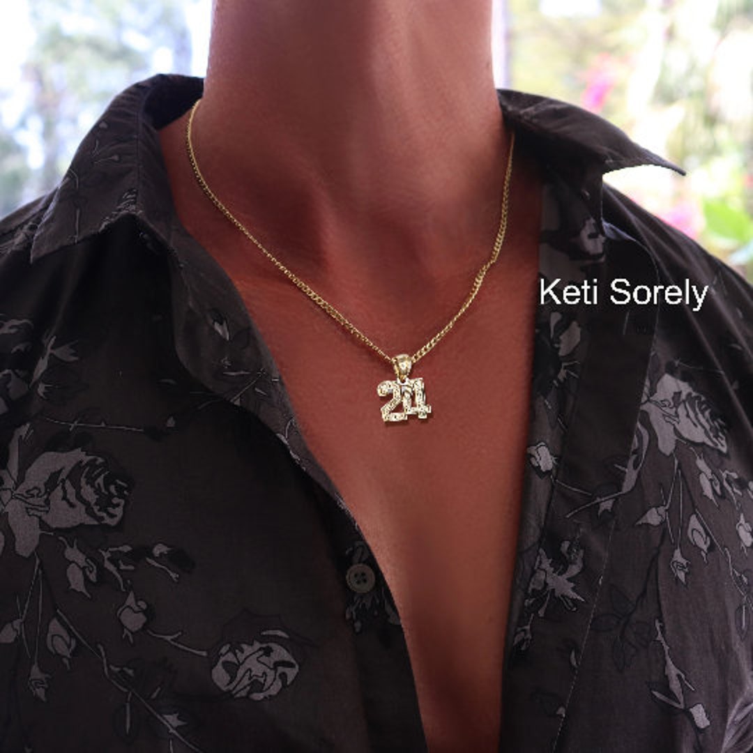 Personalized Number Necklace With Diamond Beading in Sterling Silver or ...