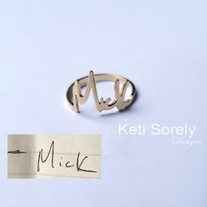 Copy Your Handwriting in Solid Gold or Sterling Silver, Memorial Ring ...