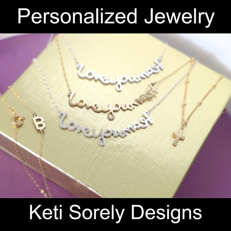 Handwritten Message Necklace in Sterling Silver, Inspirational Message ...