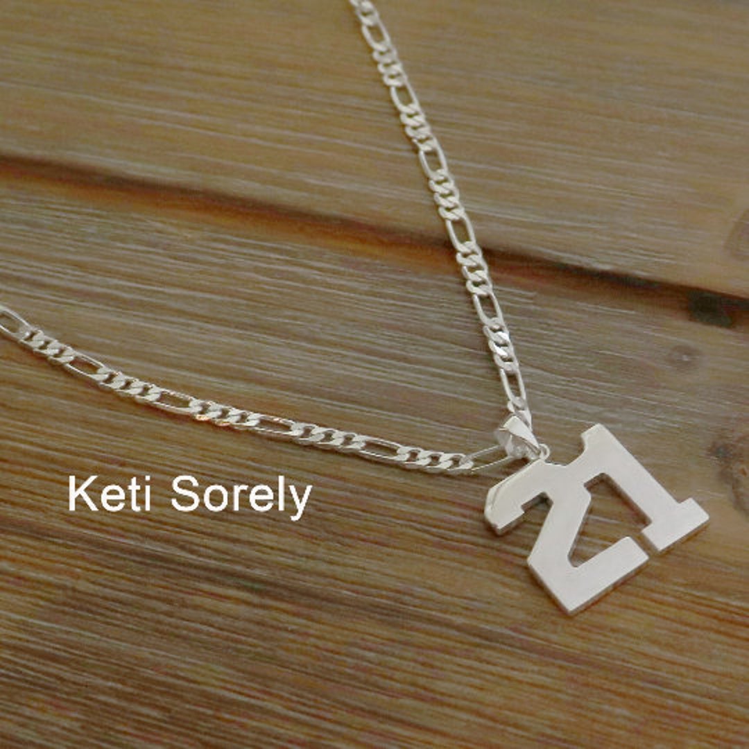 Personalized Number Necklace With Large Chain in Sterling Silver or ...