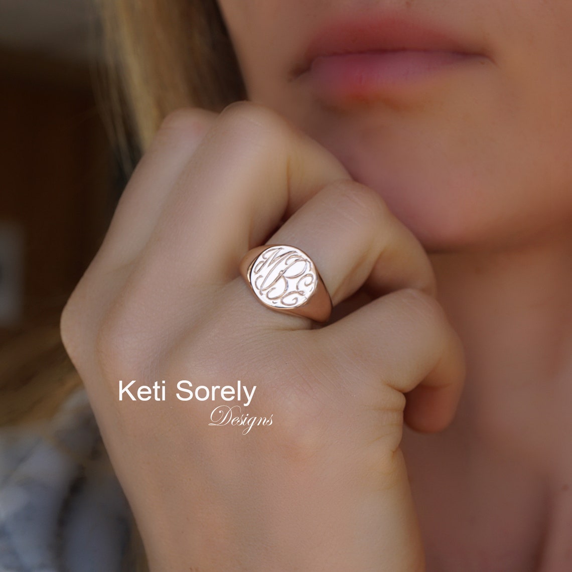 Engraved Signet Ring Unisex Initials Ring in Sterling Silver - Etsy