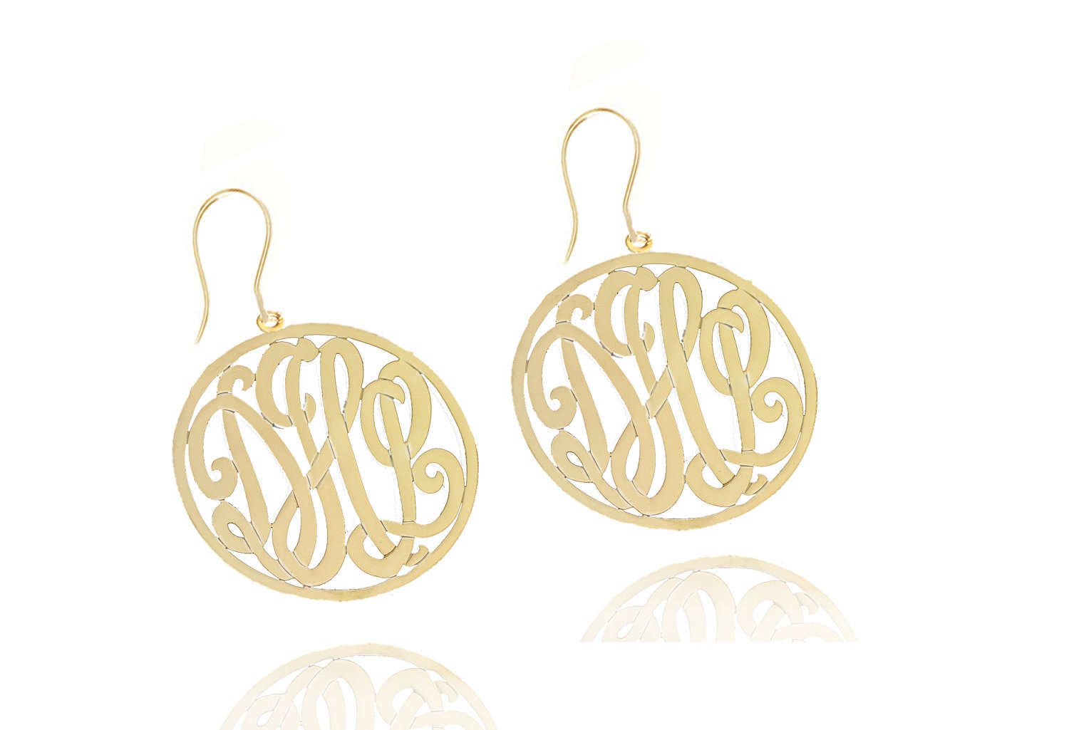 Handmade Monogrammed Initials Earrings With Frame & Ear Wire, Custom ...