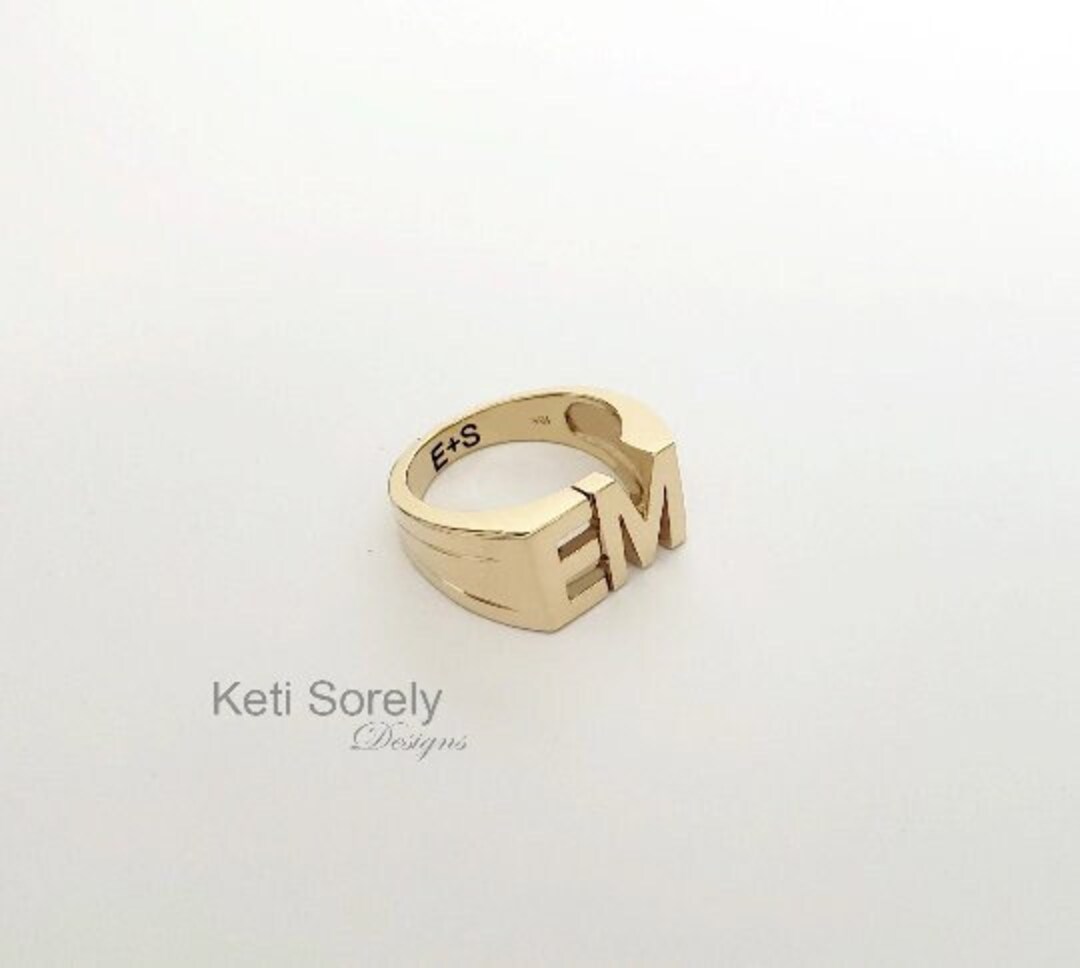 Unisex Initial Ring Inside Engraving in Sterling Silver or Solid Gold ...