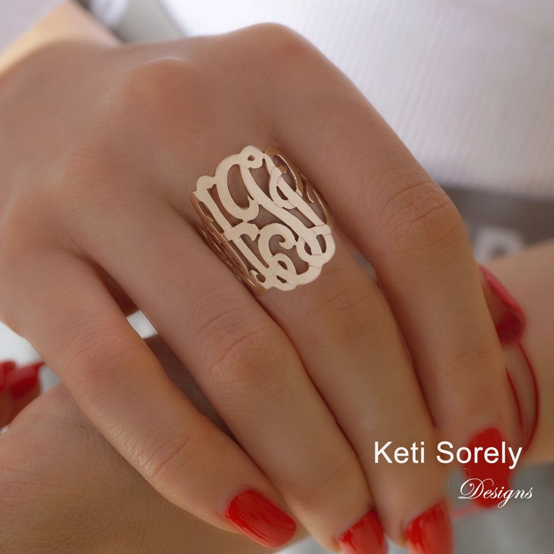 Large Monogram Ring 1 Personalized Initial Ring in - Etsy
