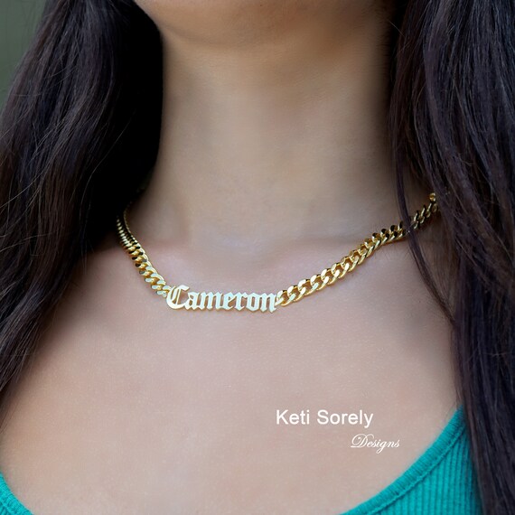 Personalized Name Necklace With Large Curb Chain in Sterling | Etsy