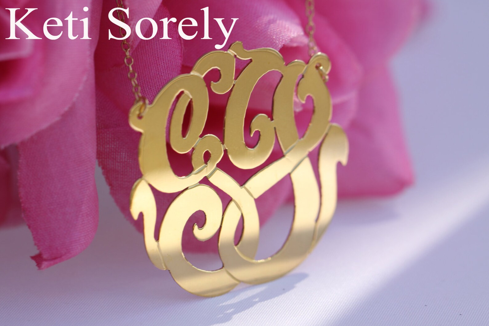 18K Solid Gold Monogrammed Initials Necklace order Any | Etsy