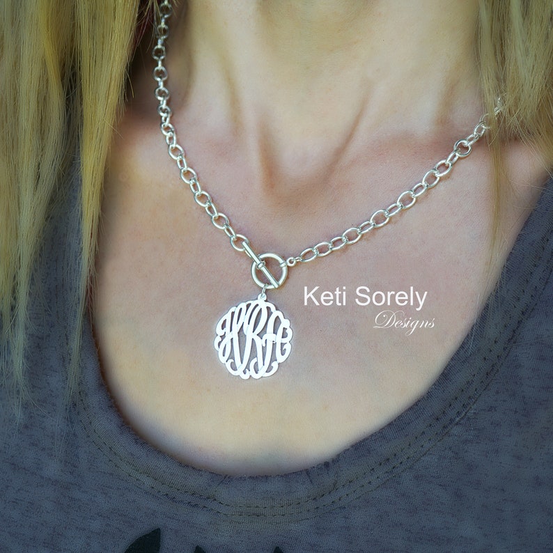 Monogram Necklace With Large Link Chain Customize It With - Etsy