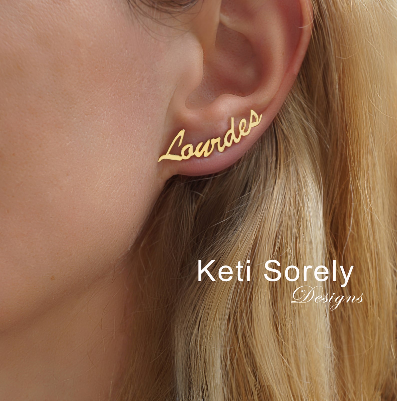 Nameplate Earrings in Solid Gold or Sterling Silver Order - Etsy