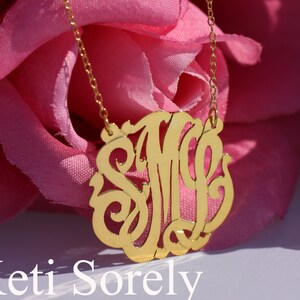 18K Solid Gold Monogrammed Initials Necklace (order Any Initials ...