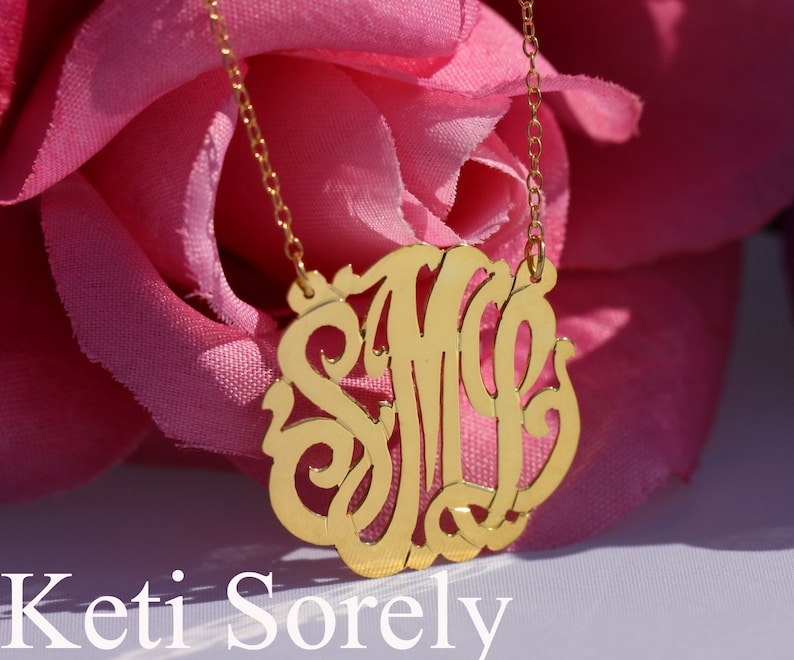 18K Solid Gold Monogrammed Initials Necklace order Any - Etsy