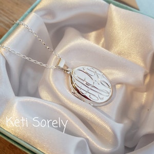 Oval Monogram Locket With Hand Engraved Initials - Swirly Initials ...