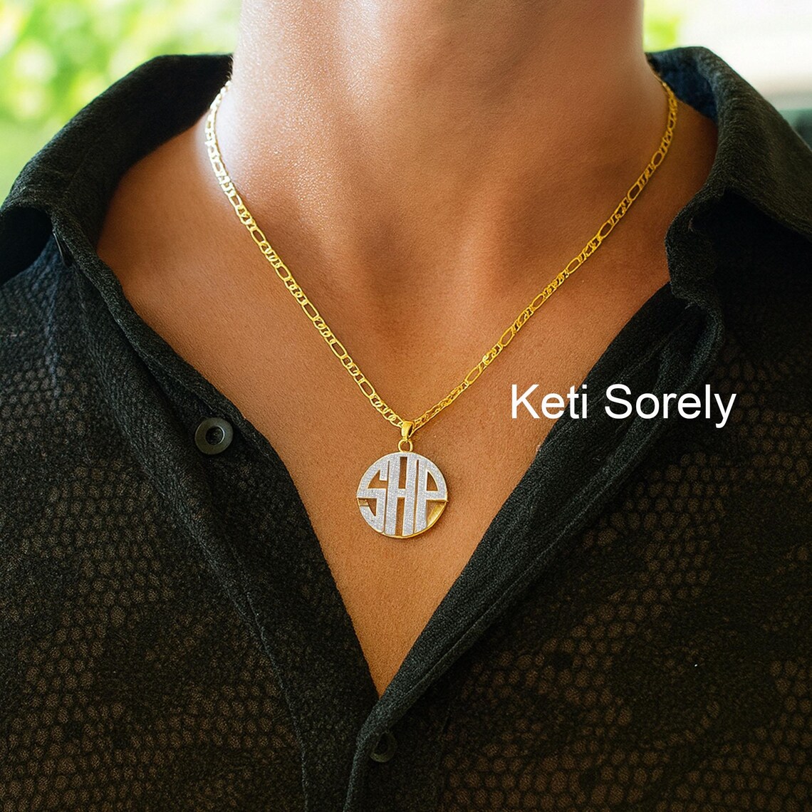 3D Monogram Pendant With Diamond Beading for Man or Woman in Sterling ...