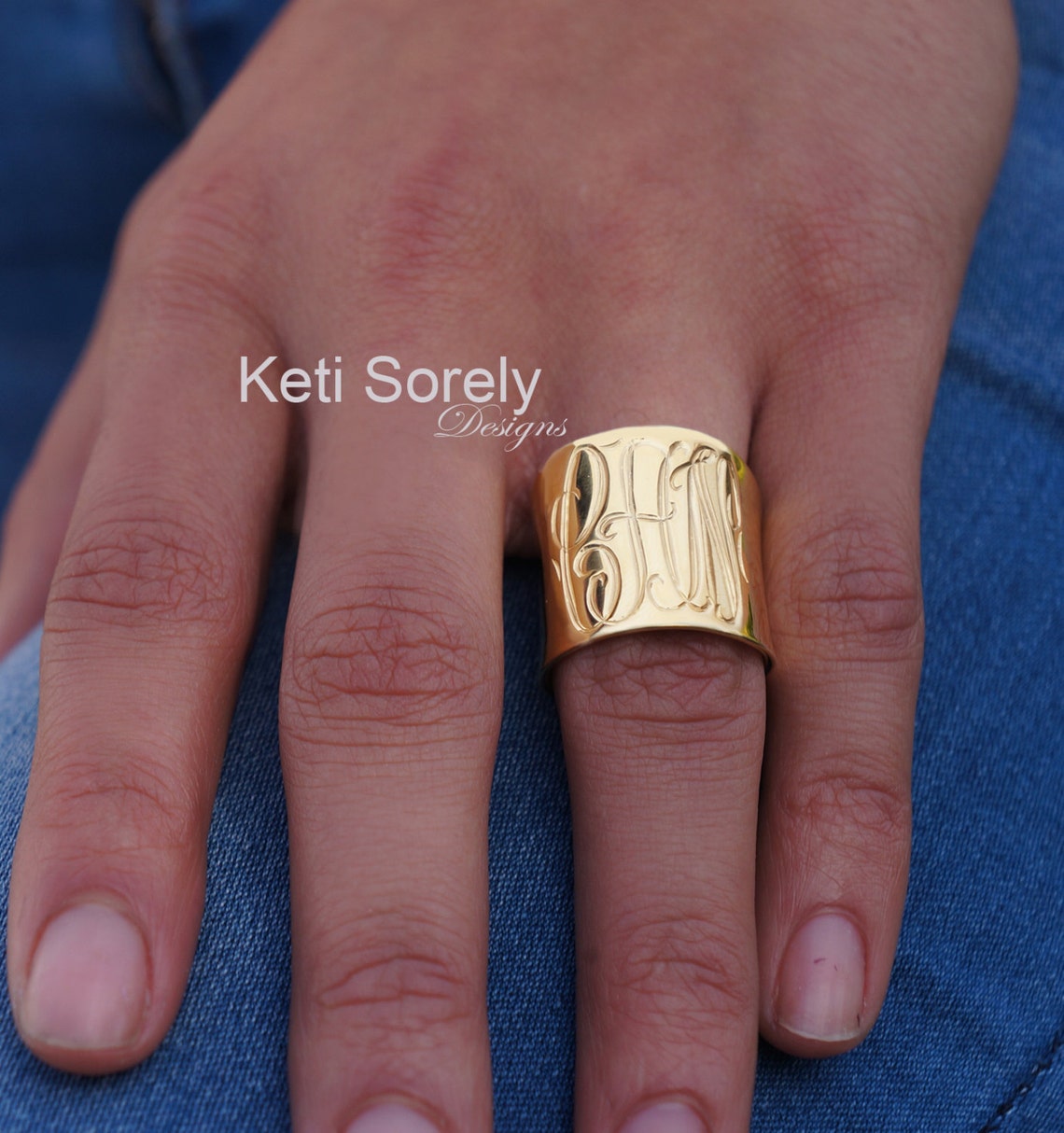 Monogrammed Tube Ring With Personalized Engraved Initials in Sterling ...