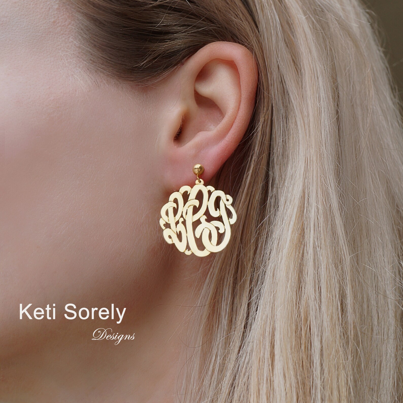 Personalized Monogram Earrings, Name Initial Earrings, Small to Large ...