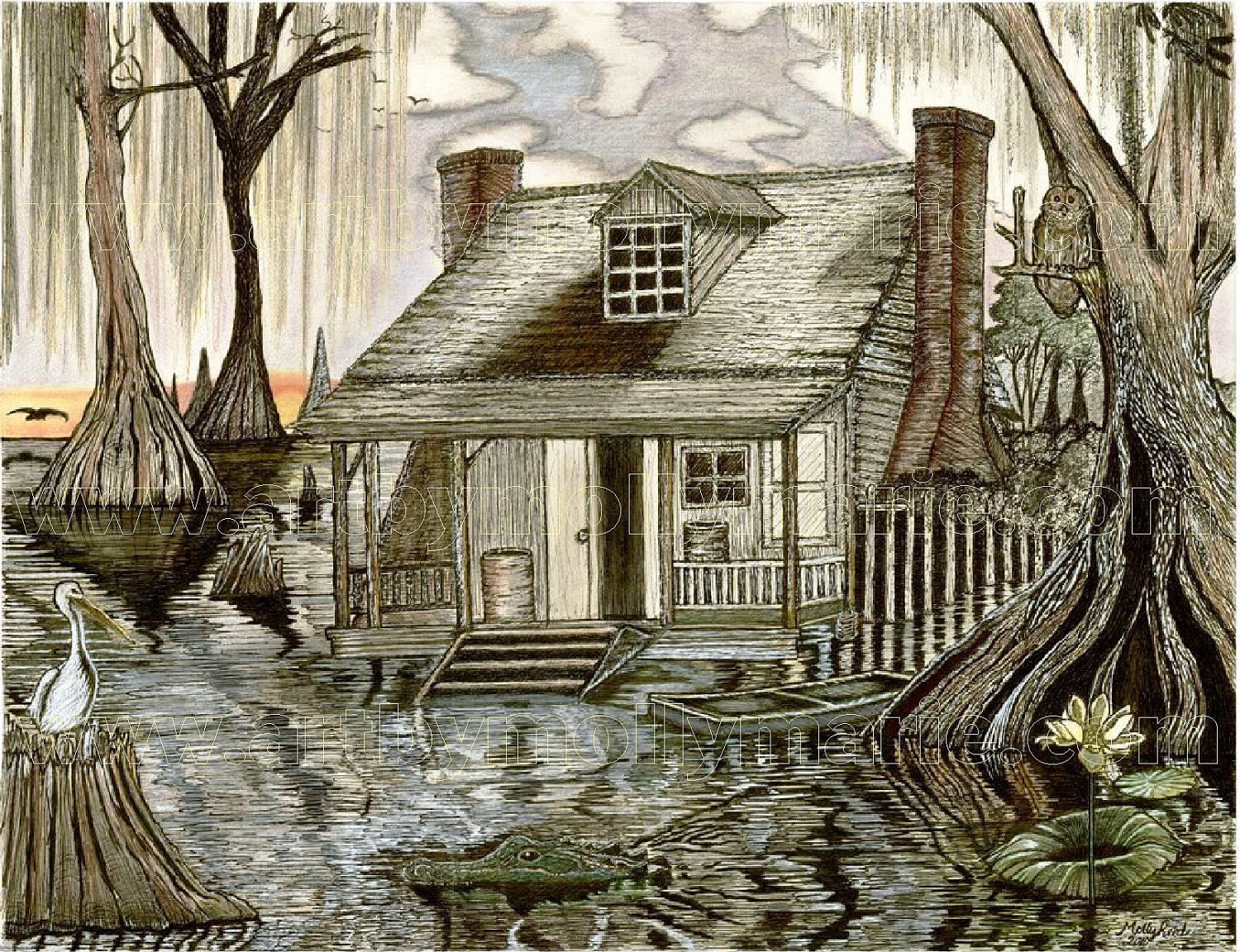 Collection of Prints of My Original Artwork of Cajun Louisiana Themed ...