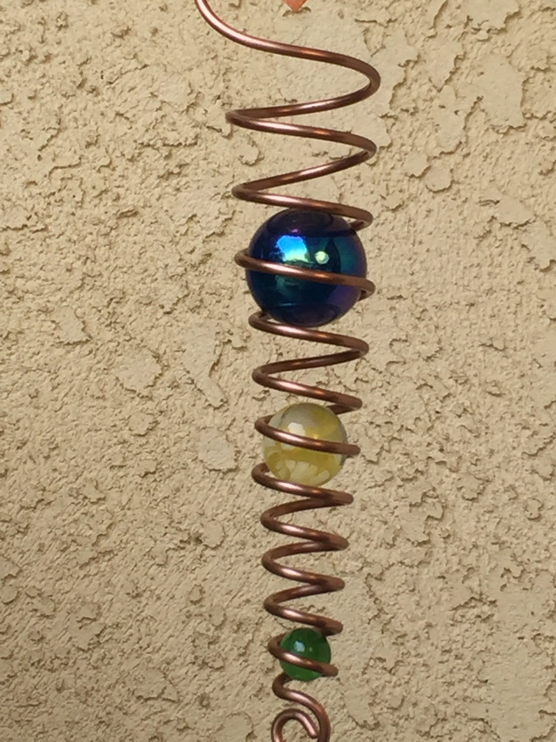 Handmade Copper Wind Spinner 3D Design W/ 3 Glass Marbles - Etsy