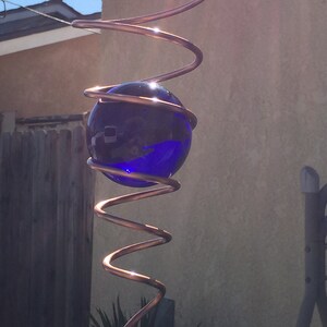 HANDCRAFTED COPPER ITEM Illusion Spiral Spinner W/ 80mm Solid Glass ...