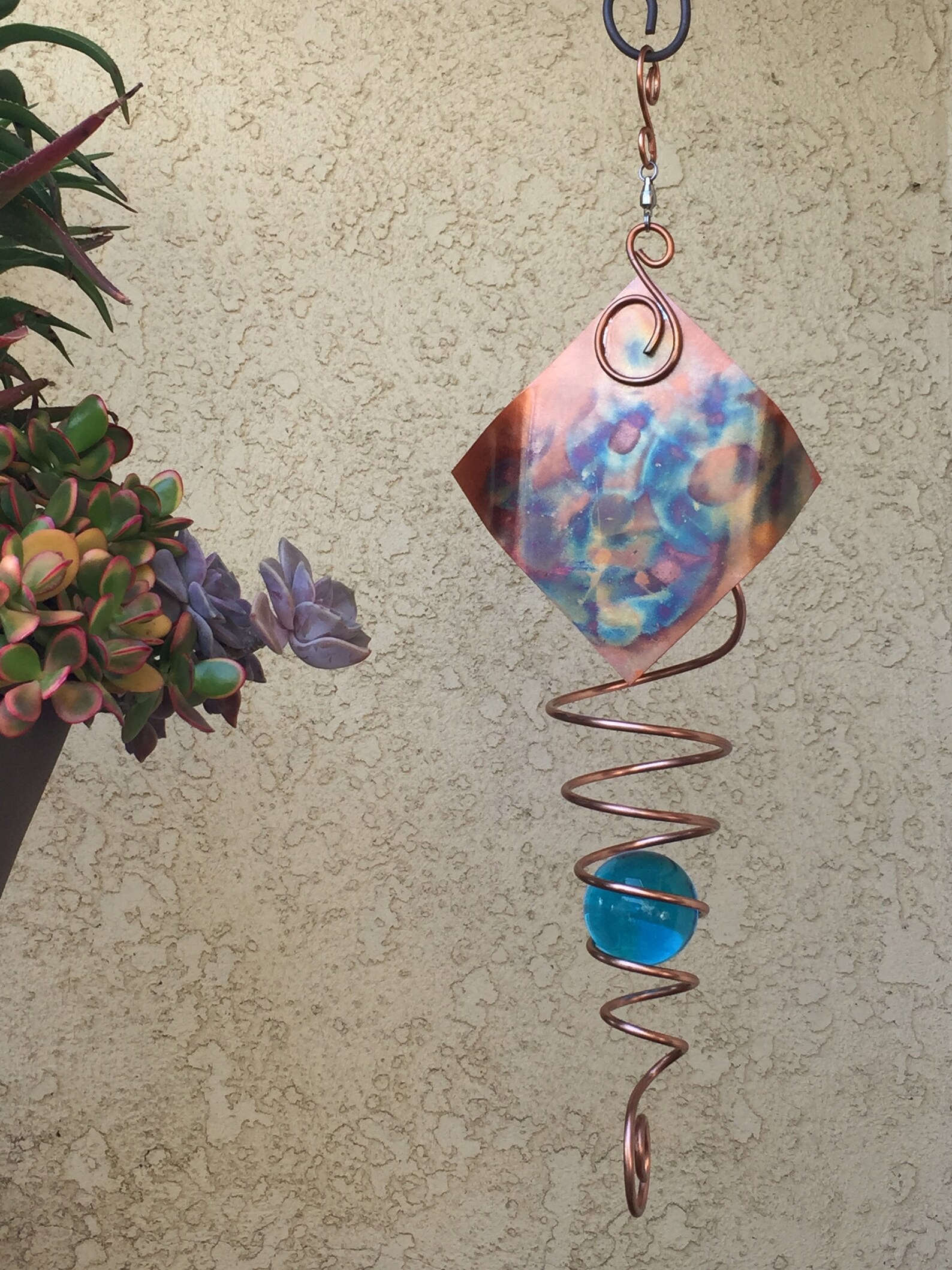 Handmade Copper Wind Spinner W/ 60mm Glass Sphere diamond - Etsy