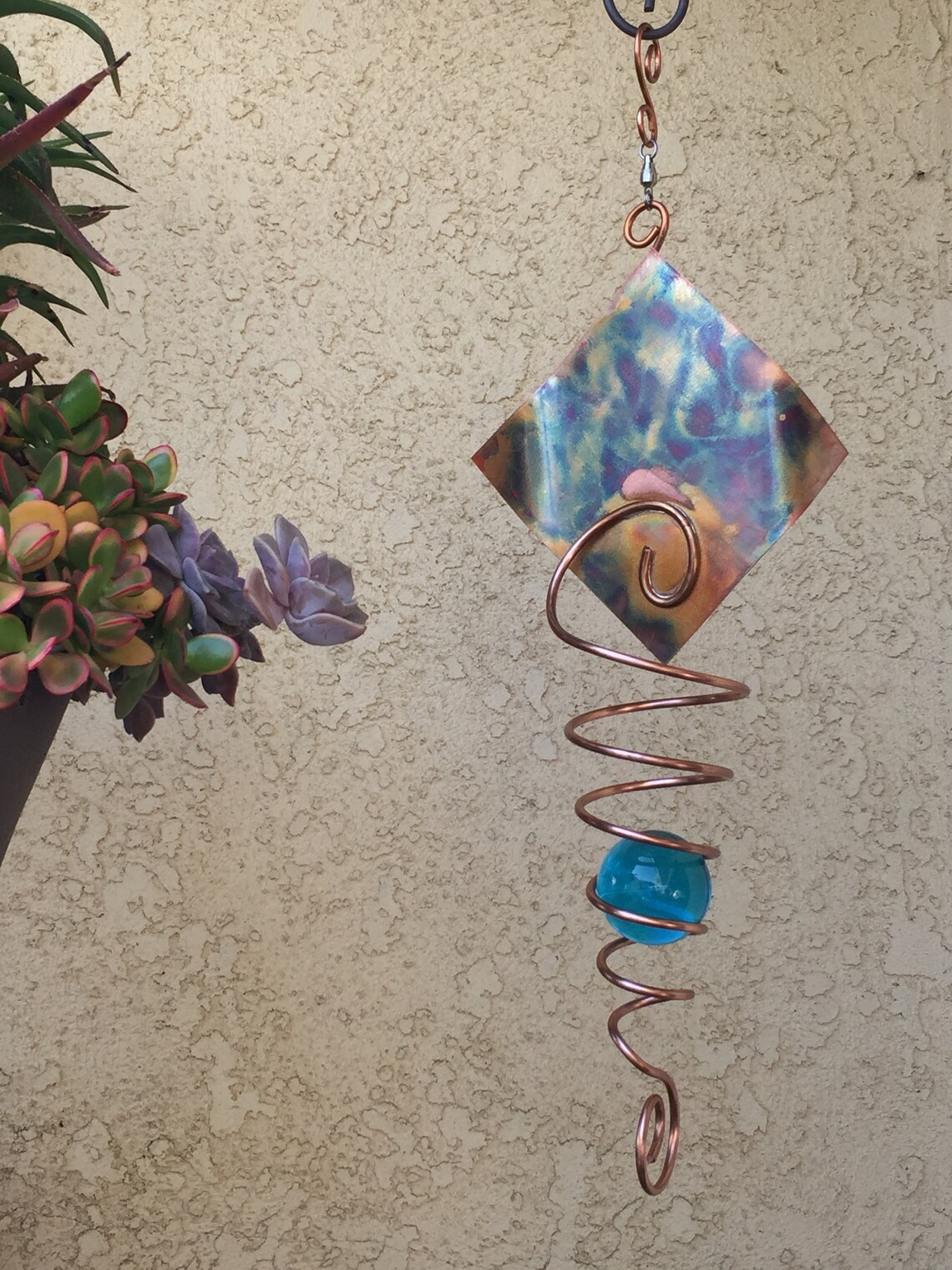 Handmade Copper Wind Spinner W/ 60mm Glass Sphere diamond - Etsy