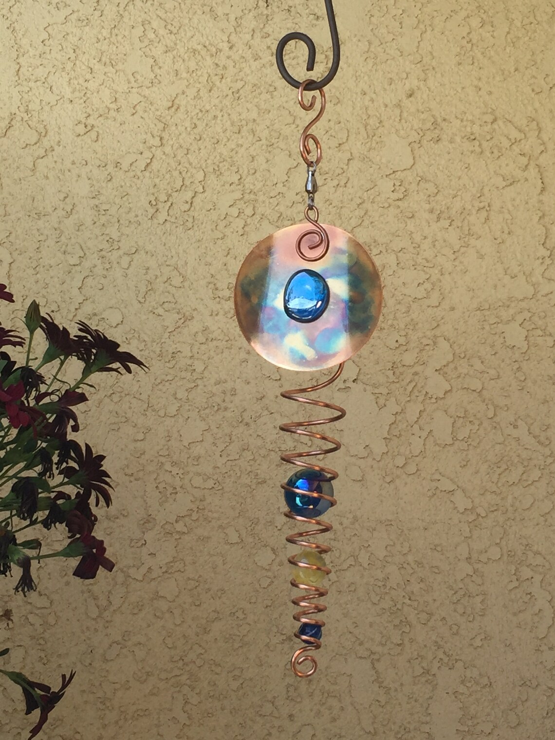 Handmade Copper Wind Spinner 3 Marbles in Illusion Spiral (disc) - Etsy