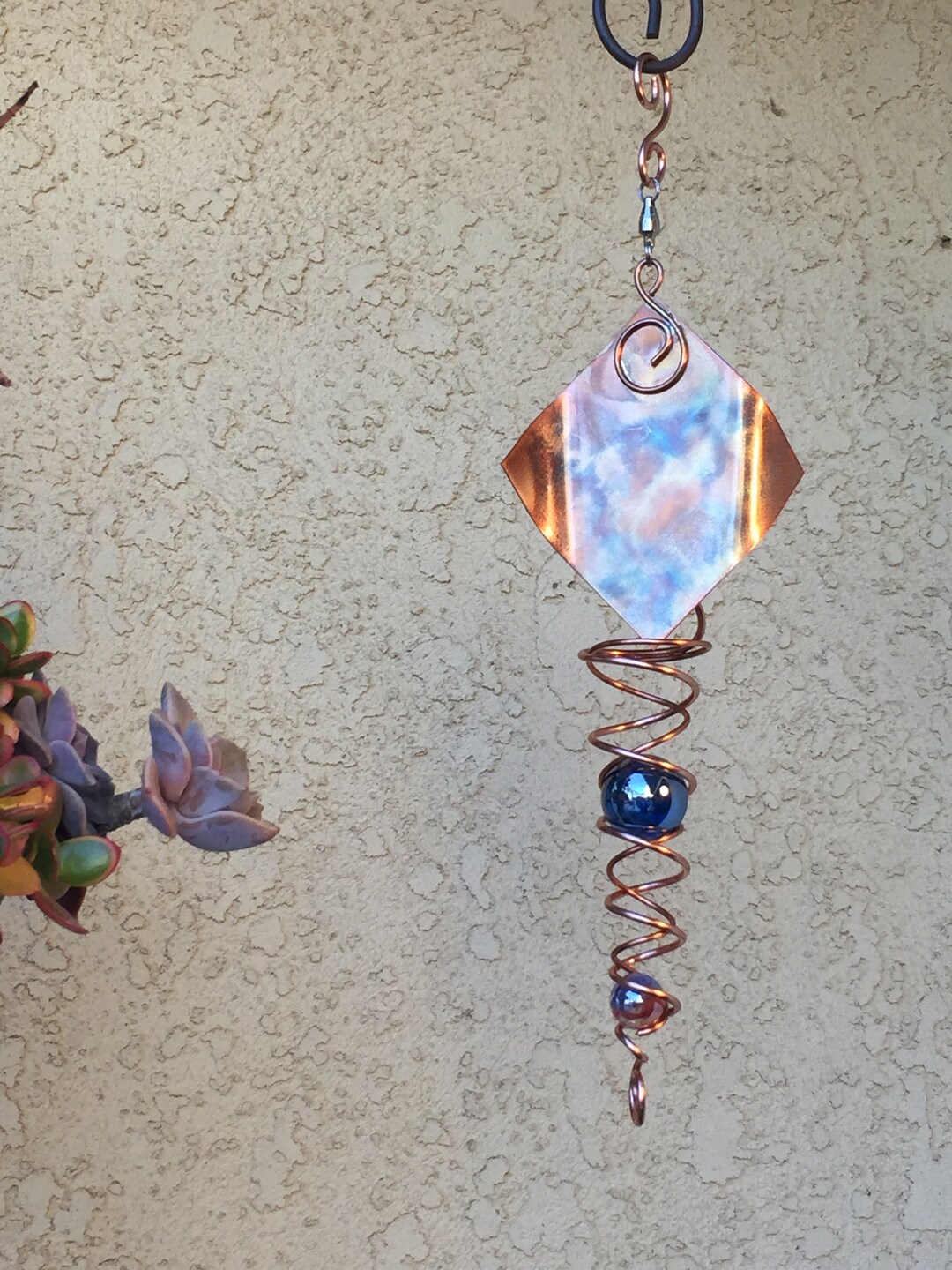 KINETIC ART Handmade Copper Wind Spinner 2 Marbles in Illusion DUAL ...