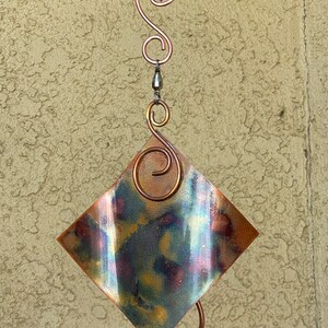 KINETIC ART HANDMADE Copper Wind Spinner W/ 50mm Glass Sphere Garden ...